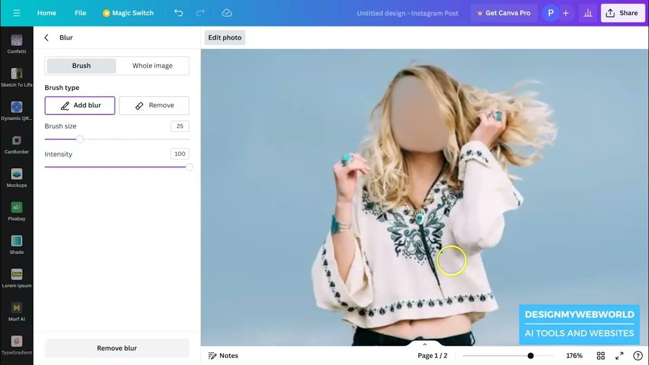 How to Use Canva Blur brush to blur parts of photo | Canva new feature 2024 - YouTube