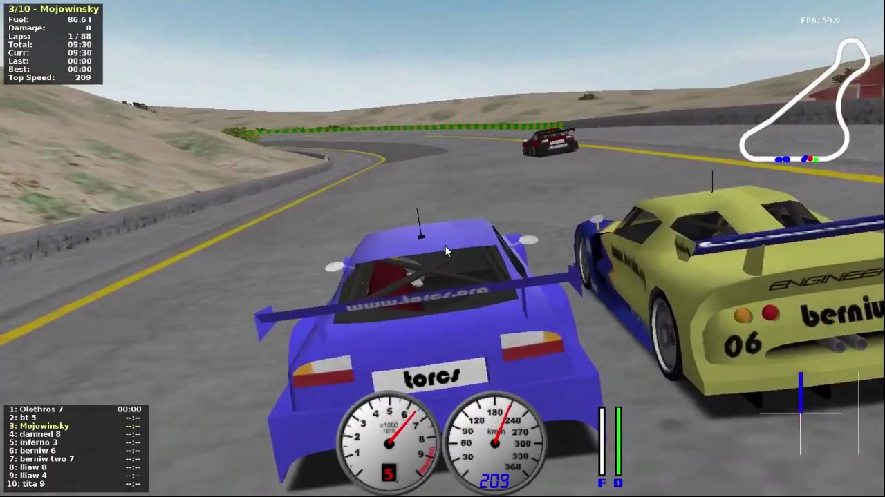 TORCS: The Open Racing Car Simulator Championship race part 2 - YouTube