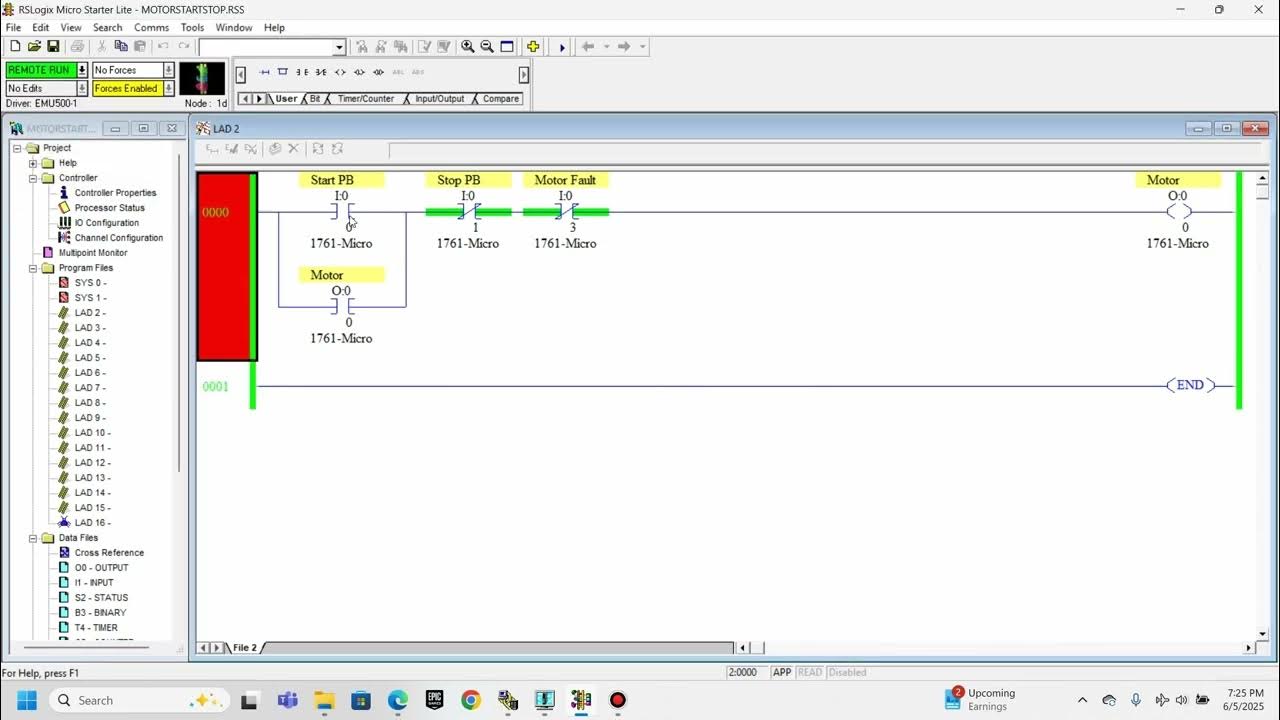 🔌 Simple Motor Start/Stop Circuit in Ladder Logic | MicroLogix 1000 PLC ...