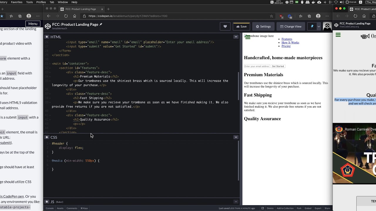 Freecodecamp Build A Product Landing Page Youtube