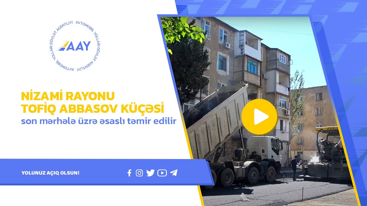 Nizami rayonu Tofiq Abbasov küçəsi son mərhələ üzrə əsaslı təmir edilir ...