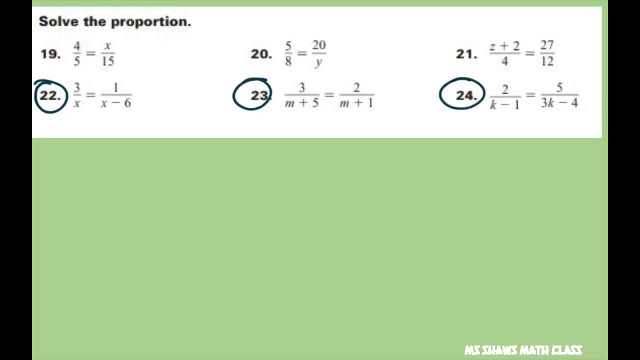 Solve the proportions by cross multiplying - YouTube