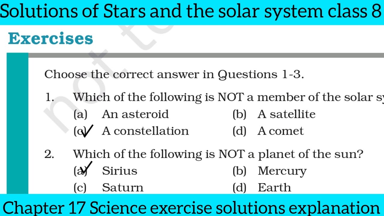 Solutions of Stars and the Solar system class 8 chapter 17 Science ...