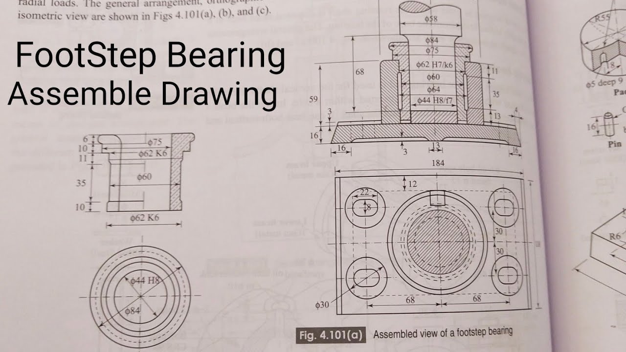 Assembly Drawing of FootStep Bearing//Macine Drawing - YouTube