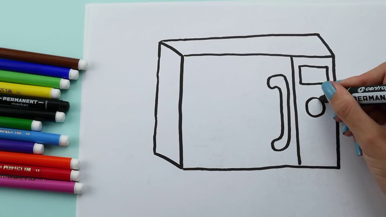 How To Draw and Coloring Microwave for Kids. Microwave Coloring pages ...