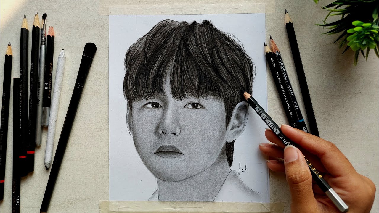 How to Draw BTS V - Easy Step-By-Step Tutorial With a Grid Method ...