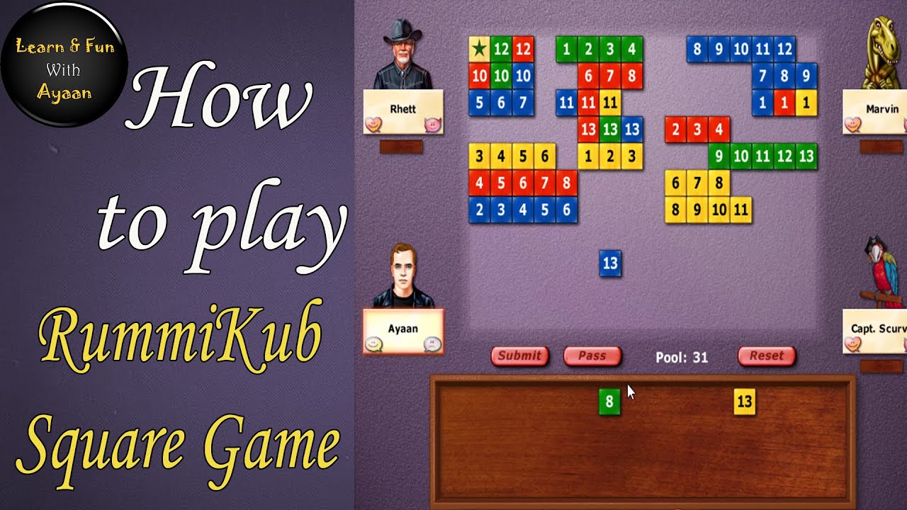 How to play RummiKub Square Game - Learn and Fun with Ayaan - YouTube
