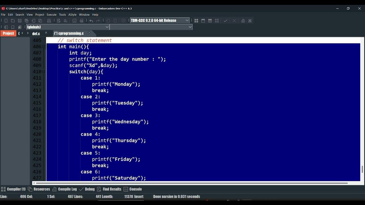 C-Programming Switch Case - YouTube