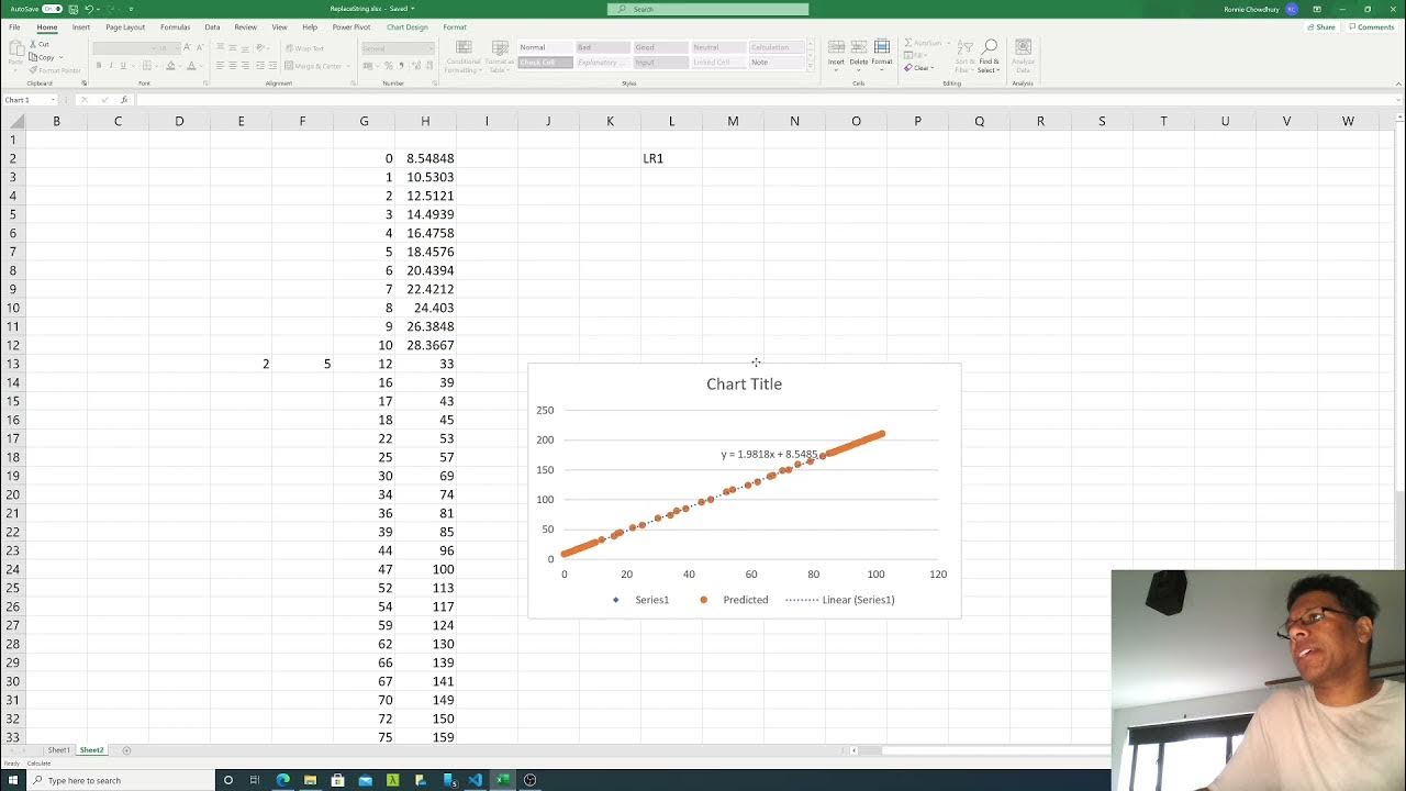 How to do linear regression in Excel to predict new values - YouTube