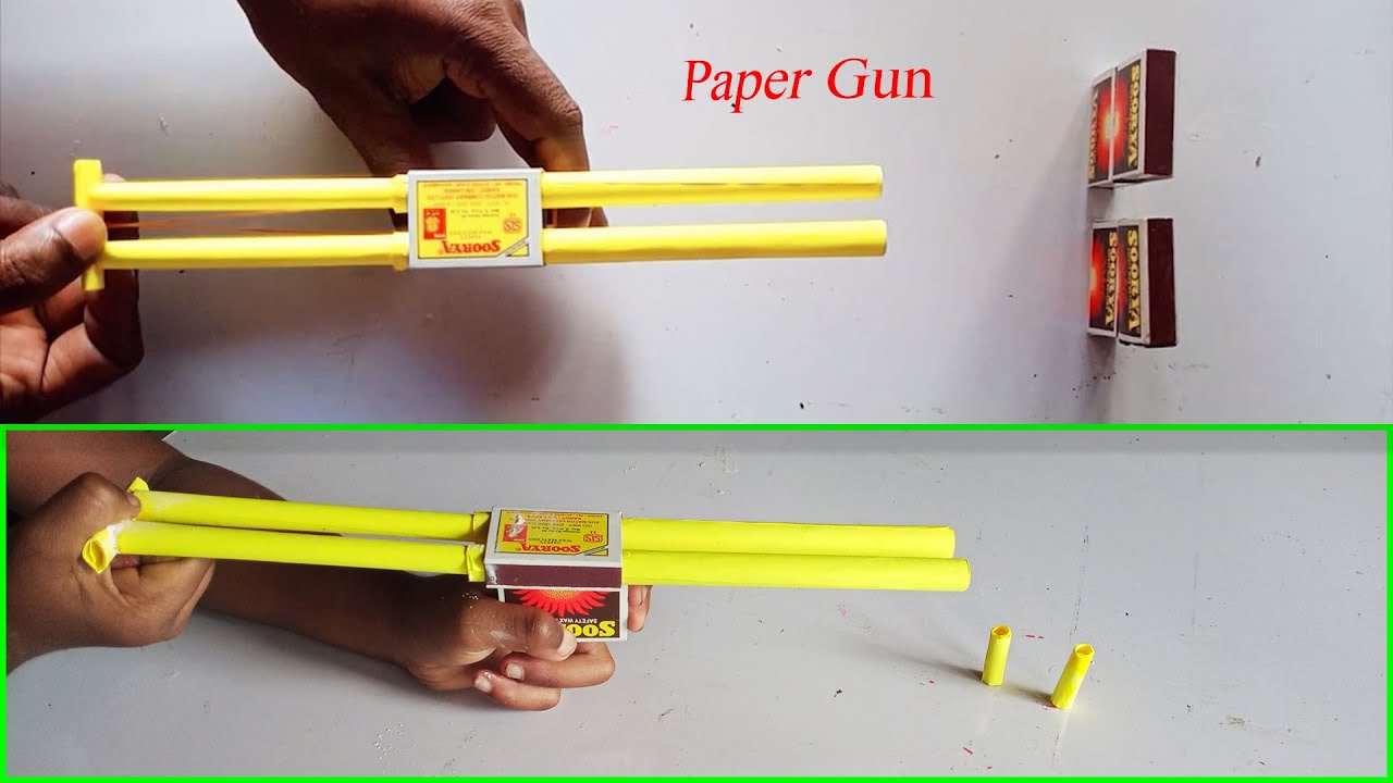 Paper gun / How to make a paper gun with fire box / Pistol gun / weapon ...