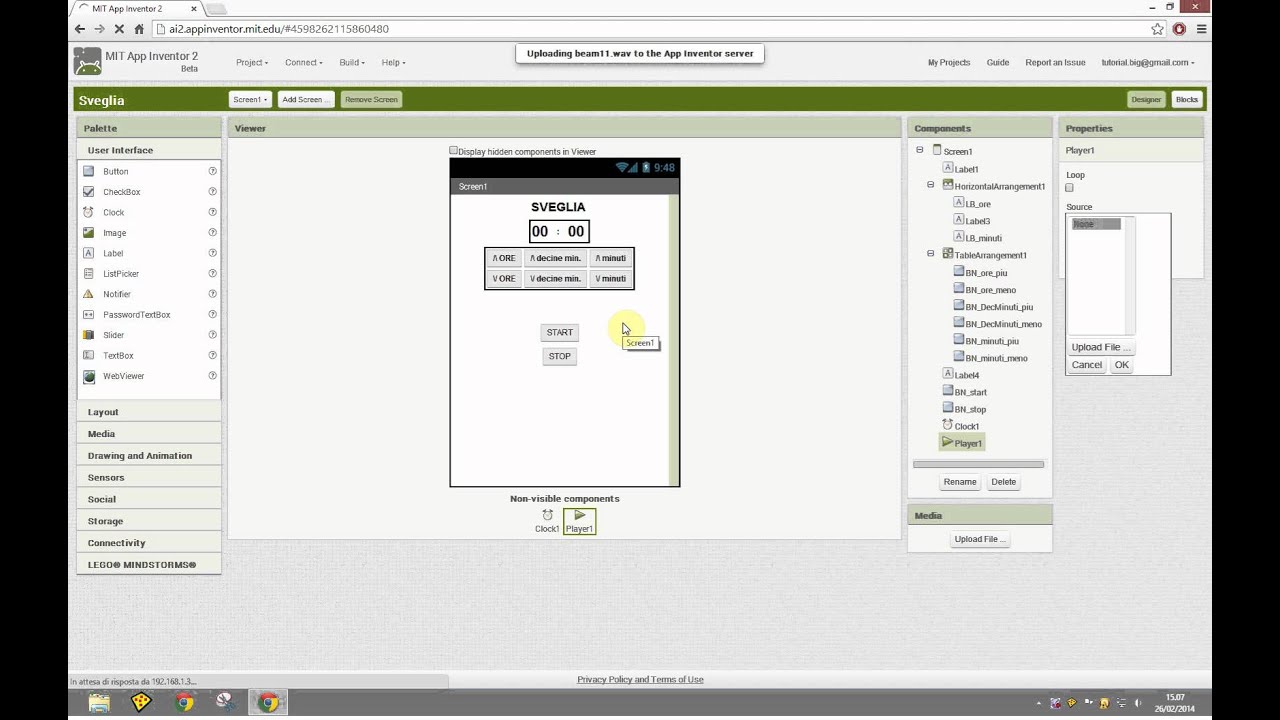 App Inventor 2 Tutorial Mit App Inventor 2 Ita Tutorial 14 Sveglia Parte 1