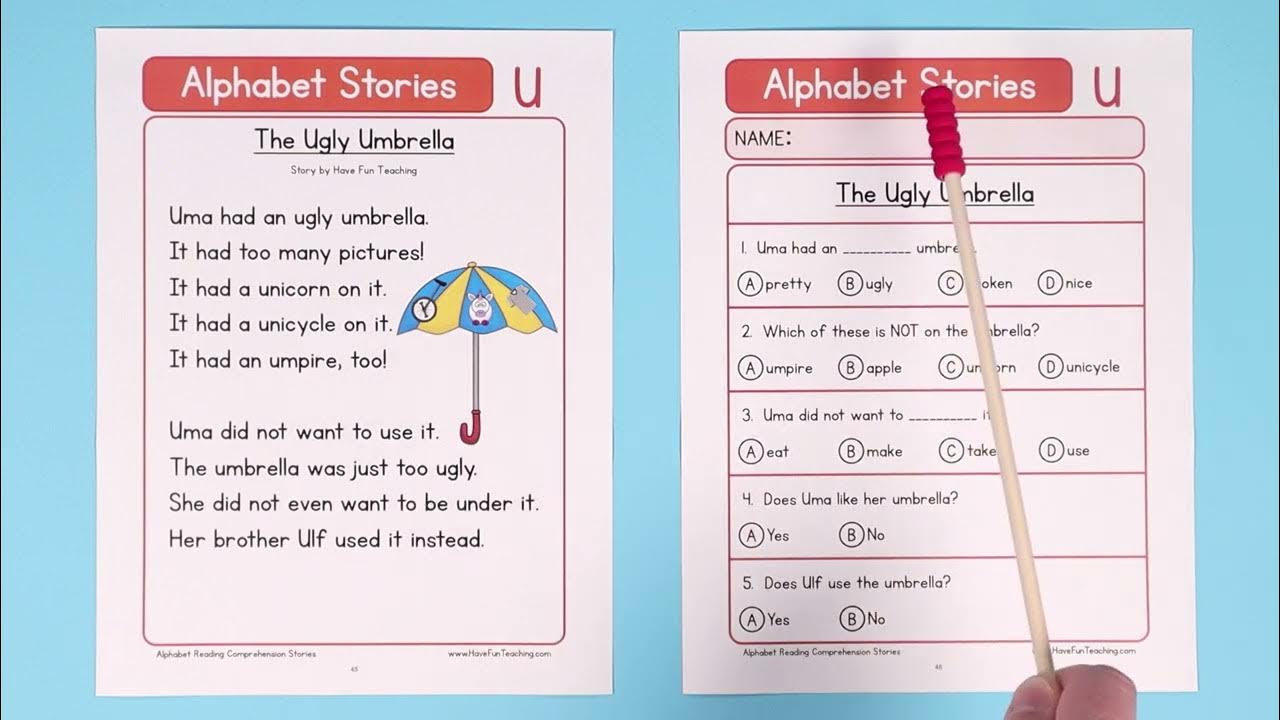 Alphabet Stories Letter U Reading Comprehension Worksheet - YouTube