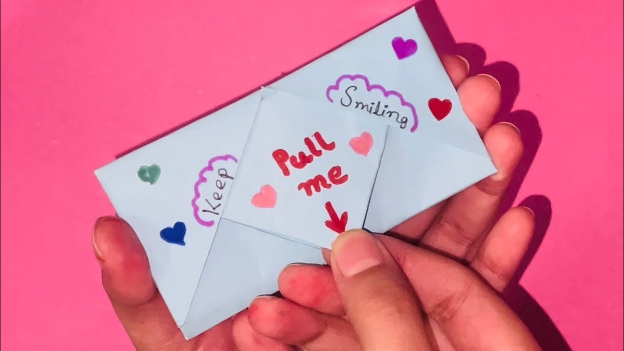 DIY Origami "PULL ME" Card | Surprise Message Card ️ - YouTube