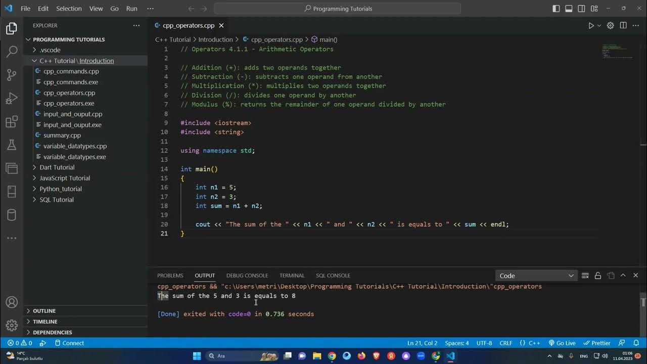 C++ Tutorial 4.1.1 - Operators "Arithmetic Operators" - YouTube