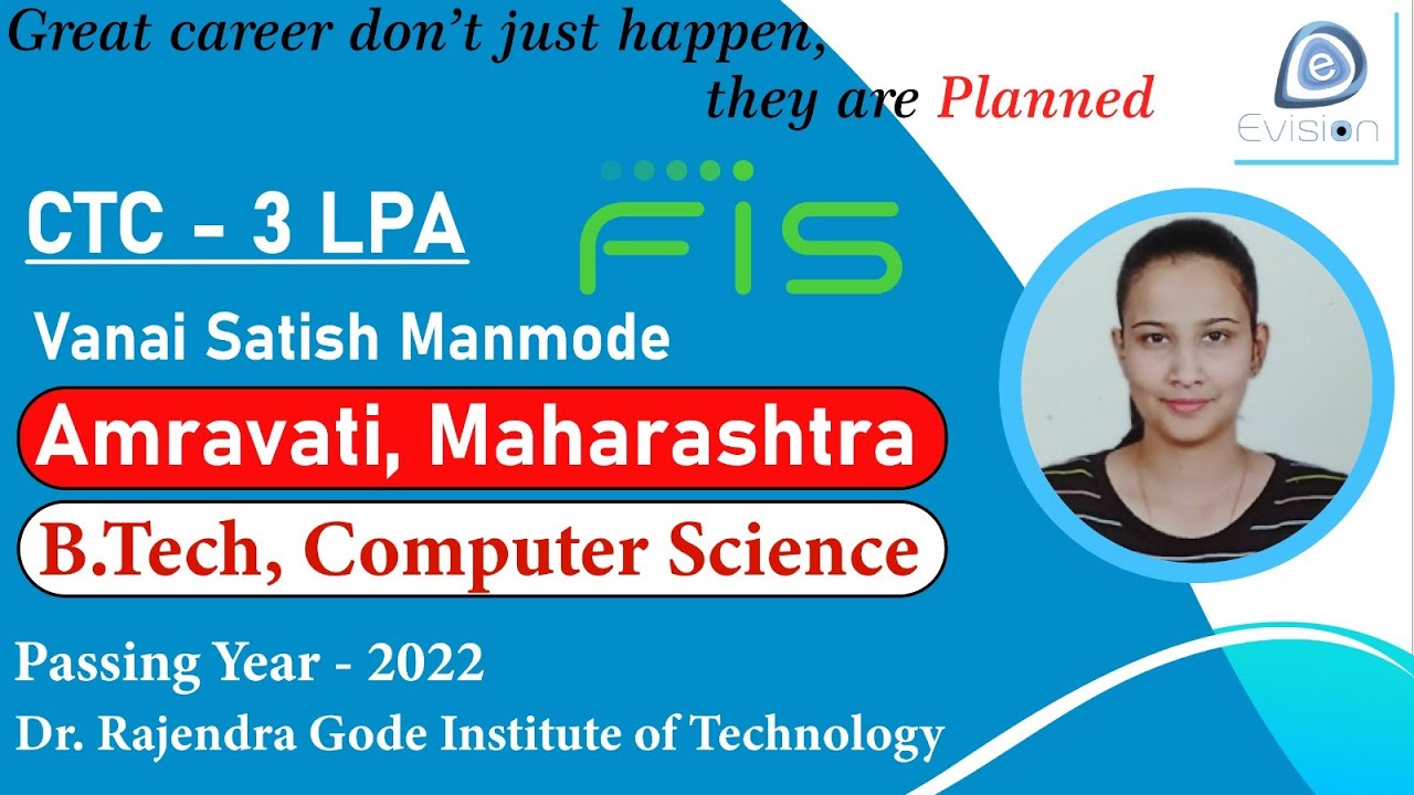 Congrats, Vanai | Selected in FIS Global, Pune | 3 LPA | COMPUTERS ...