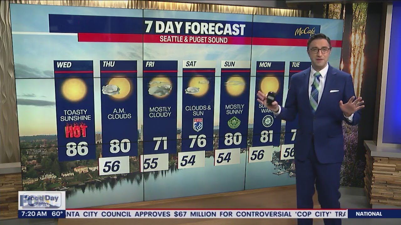 Seattle weather: Toasty sunshine in the mid-80s - YouTube