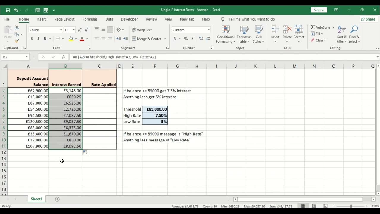 Excel | Advanced IF exercise | Using the IF function to calculate interest #If #function - YouTube