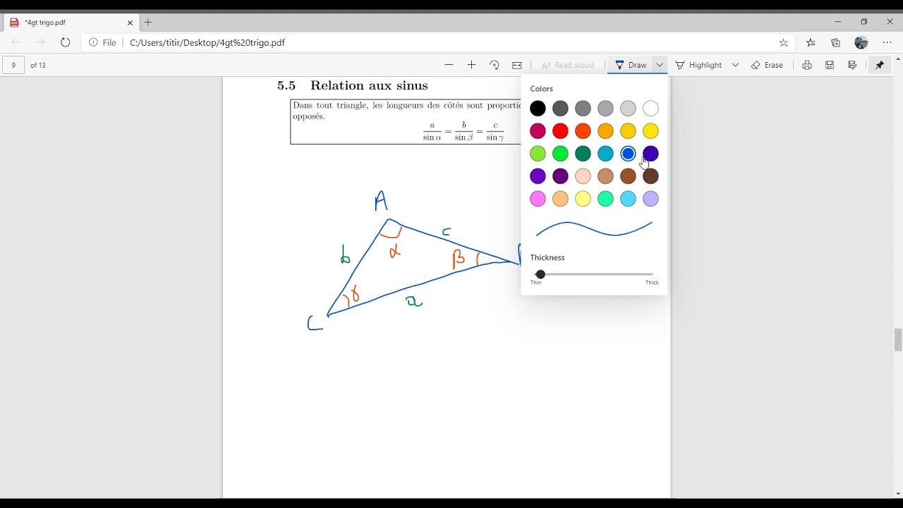 4 GT Trigonométrie du triangle quelconque - relations sinus et cosinus ...