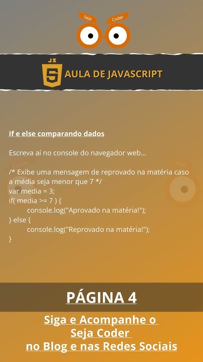 JavaScript - IF E ELSE (Comparando Dados) | Seja Coder #shorts - YouTube