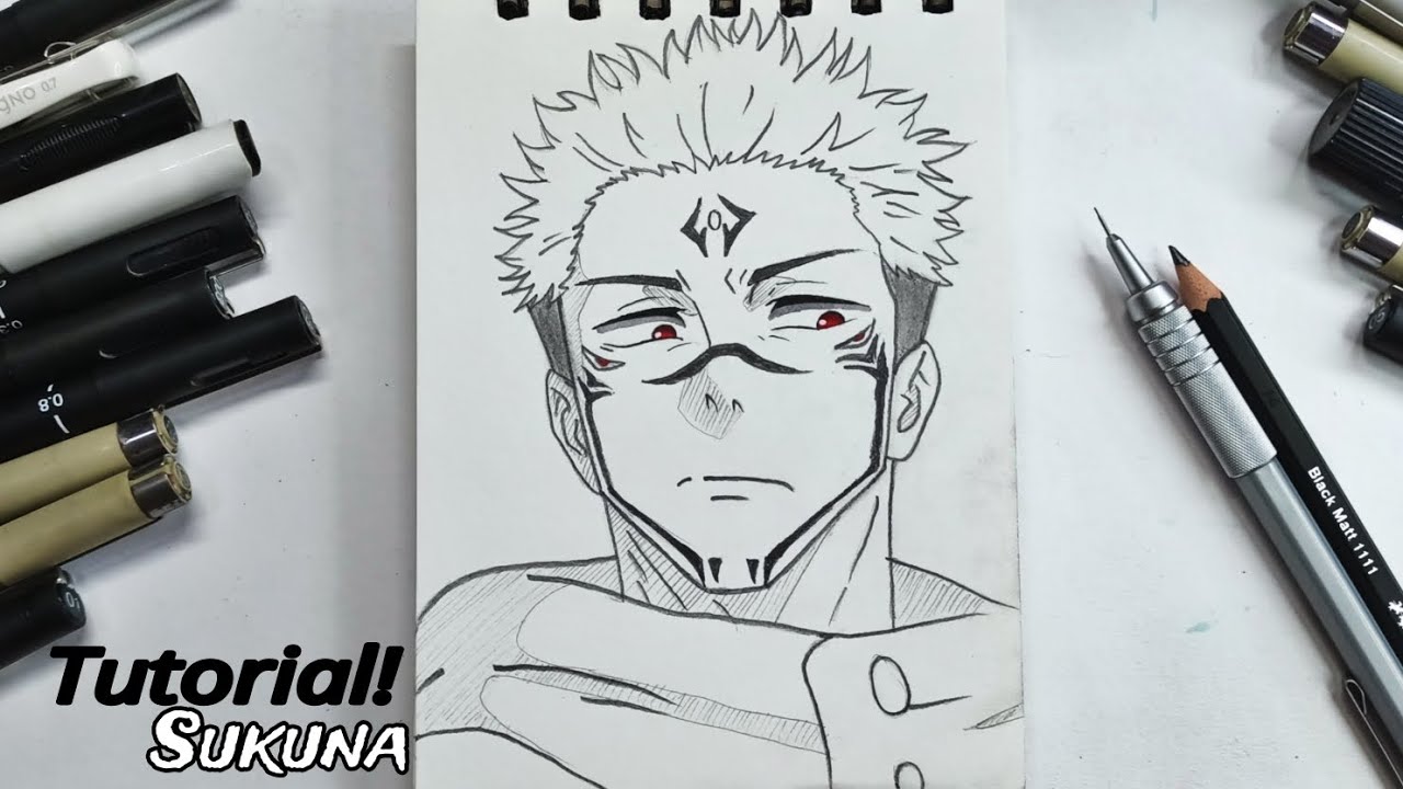How to draw Sukuna || Step by Step pencil sketch || Anime easy drawing ...