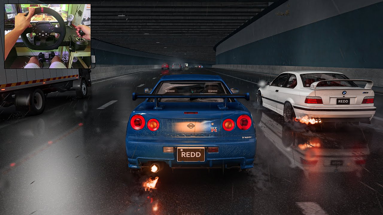 900HP Nissan Skyline GT-R R34 SPEC-V Vs BMW M3 E36 in the BRAND NEW MAP ...