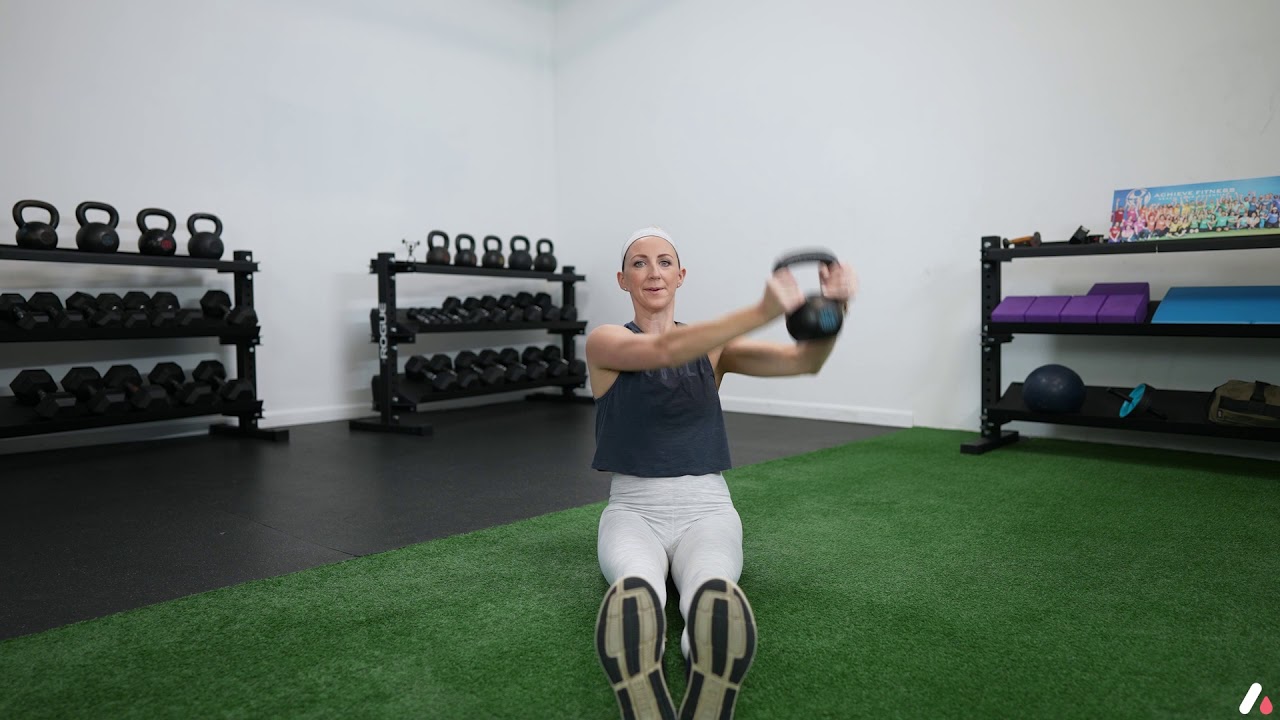 Seated KB Straight Arm Up and Overs - YouTube