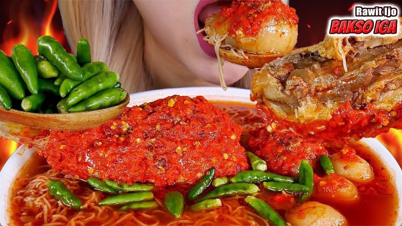 ASMR🔥🥵 BAKSO IGA MERCON CABE RAWIT IJO💥 SPICY RIB MEATBALL - YouTube