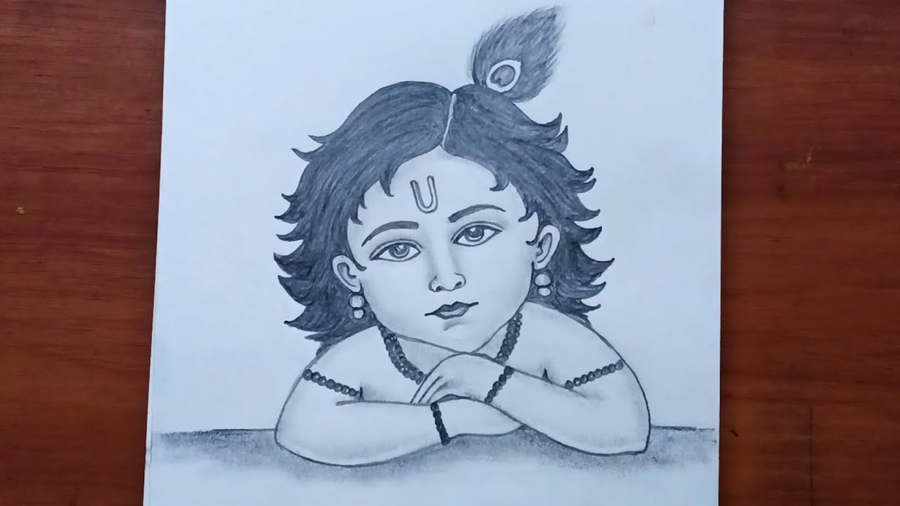 how to draw Little krishna step by step ll easy Bal Gopal drawing ll ...