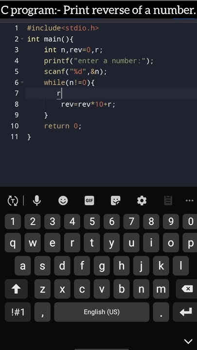 C program to print reverse of a number!👨‍💻 - YouTube