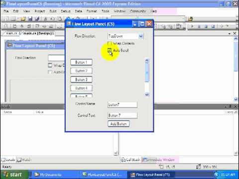 Windows Forms Lesson 5 How to use the FlowLayout Panel - YouTube