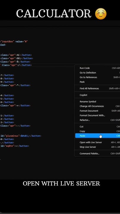 Calculator program in HTML CSS JS Program in open with live server # ...