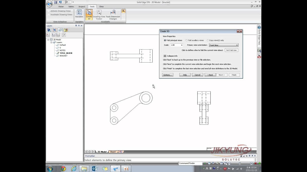 [SOLID EDGE ST6 동영상 강좌] Section 42 - AutoCAD 파일 활용하여 3D로 작성 - YouTube