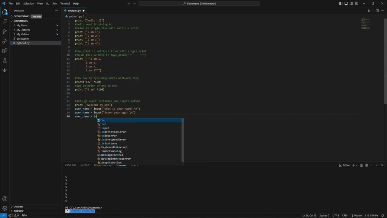 Python programing day2 - YouTube