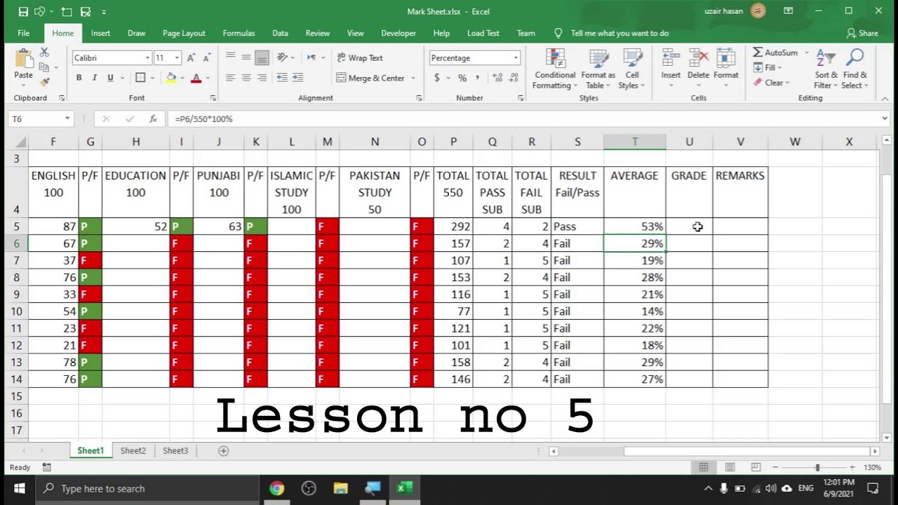 MS Excel Mark Sheet Mark Sheet In Excel With Formula Fully Automatic ms-excel-mark-sheet-mark-sheet-in-excel-with-formula-fully-automatic