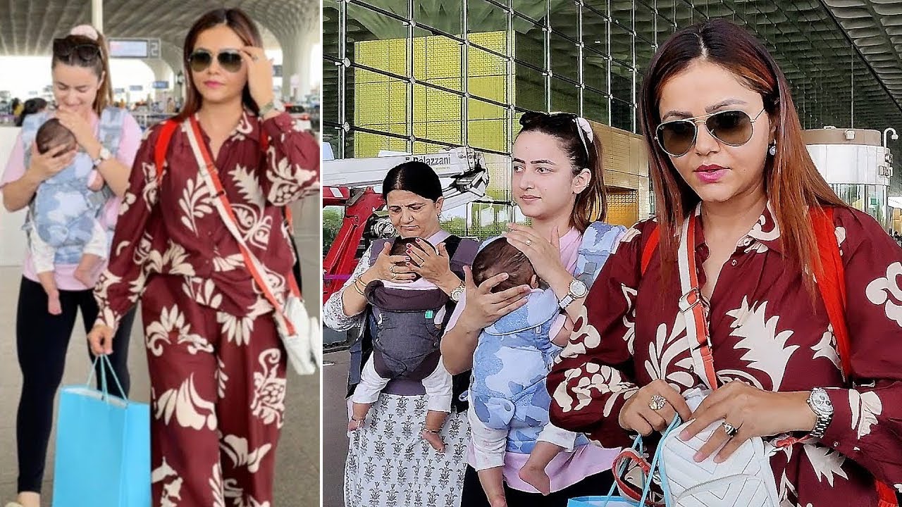 Rubina Dilaik With Twins Baby Girls Edha Jiva at Airport - YouTube