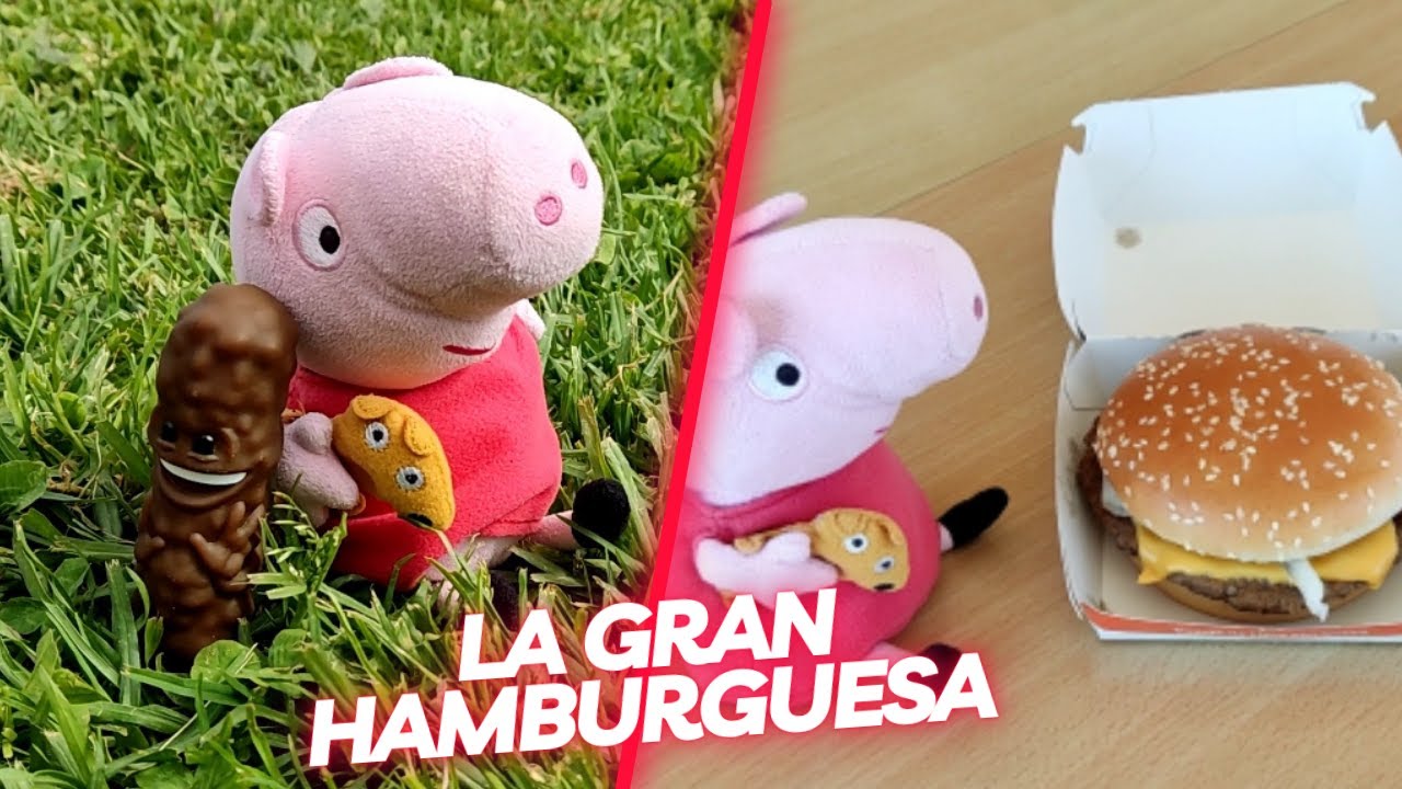 Peppa Pig come una hamburguesa enorme y le duele la tripa hasta que ...