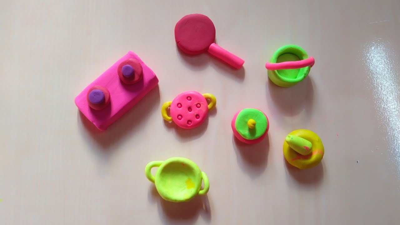 Diy how to make polymerclay maniature kitchen set||mini clay kitchen ...