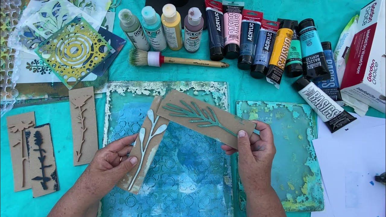 Creative process making fun prints to use in journal - YouTube