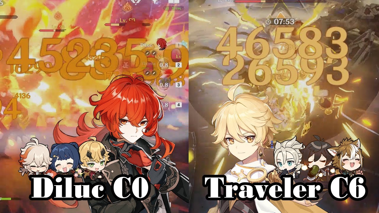 MONO PYRO DILUC C0 + MONO GEO TRAVELER C6 | Spiral Abyss 2.7 Floor 12 ...