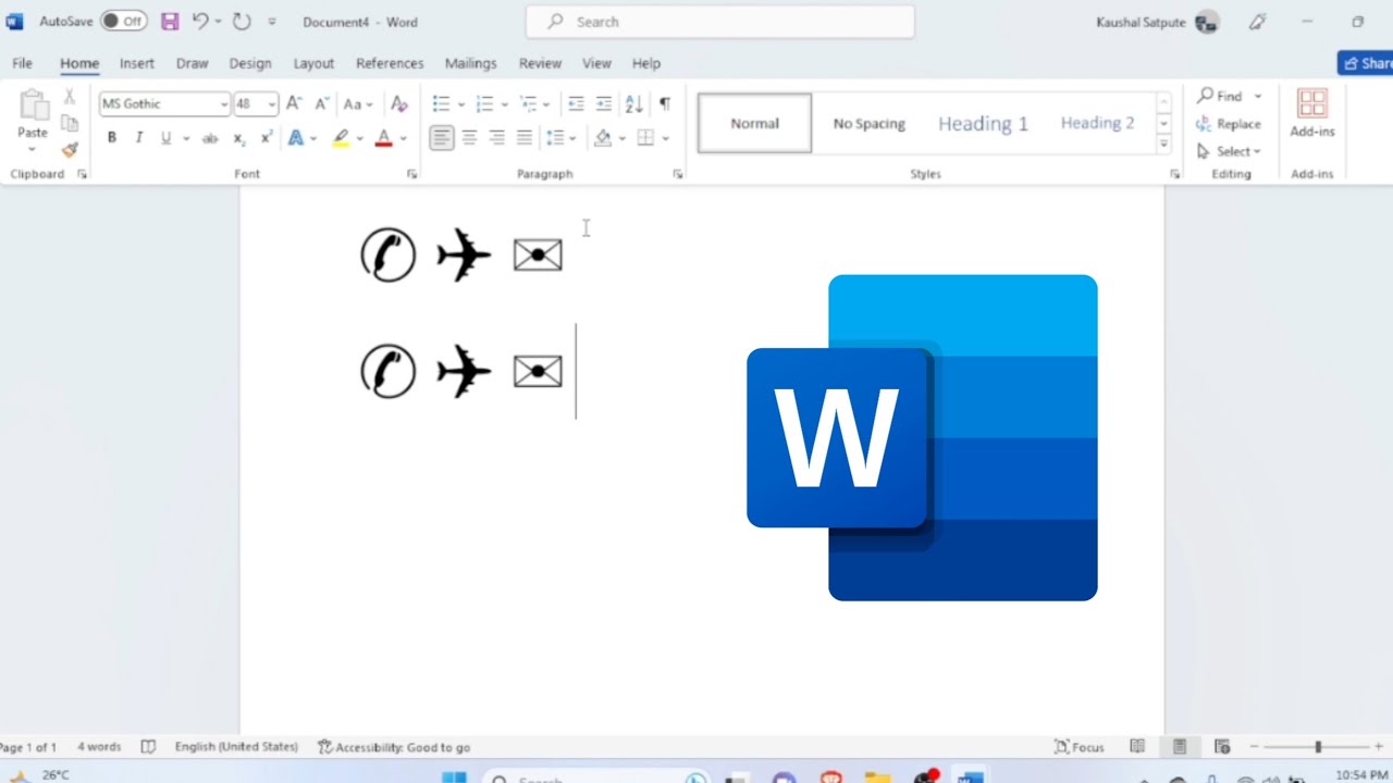 how to get calling , message , aeroplane mode symbol in microsoft word ...