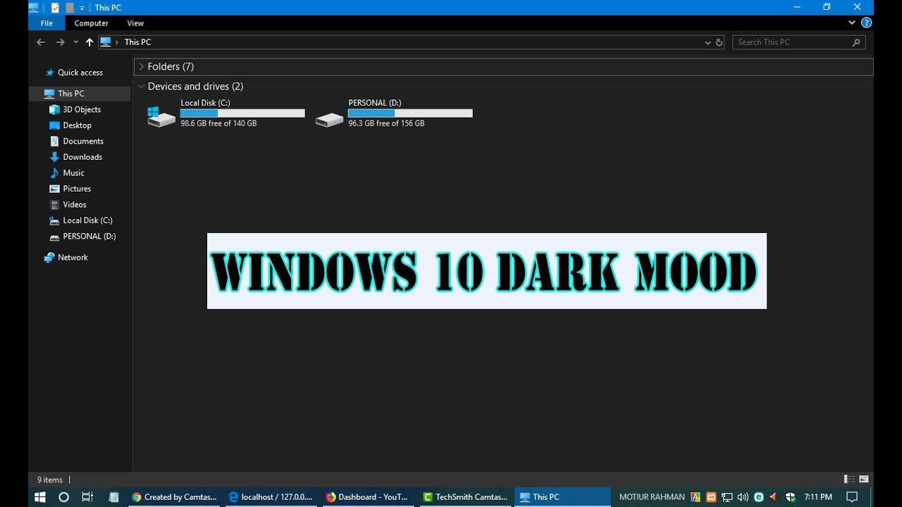 How to active window 10 Dark Mood - YouTube