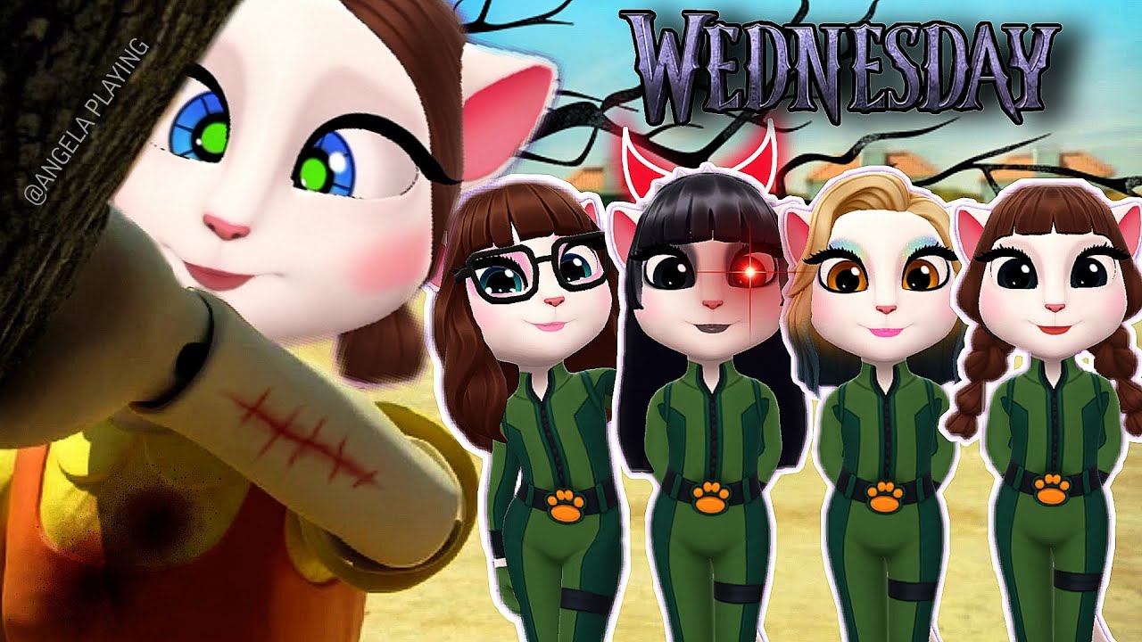 My Talking Angela 2 😺 New Update Gameplay | SQUID GAME Vs Wednesday ...