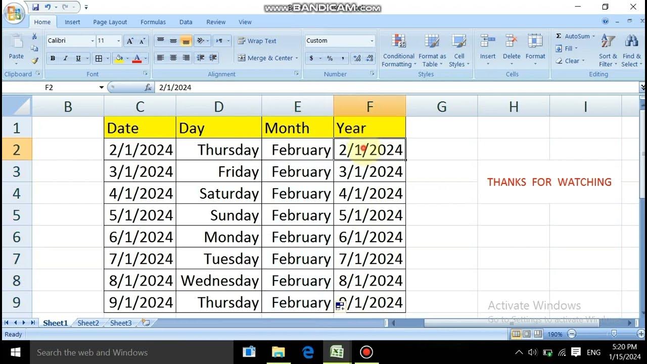 Day Month And Year in excel / excel formula / excel - YouTube