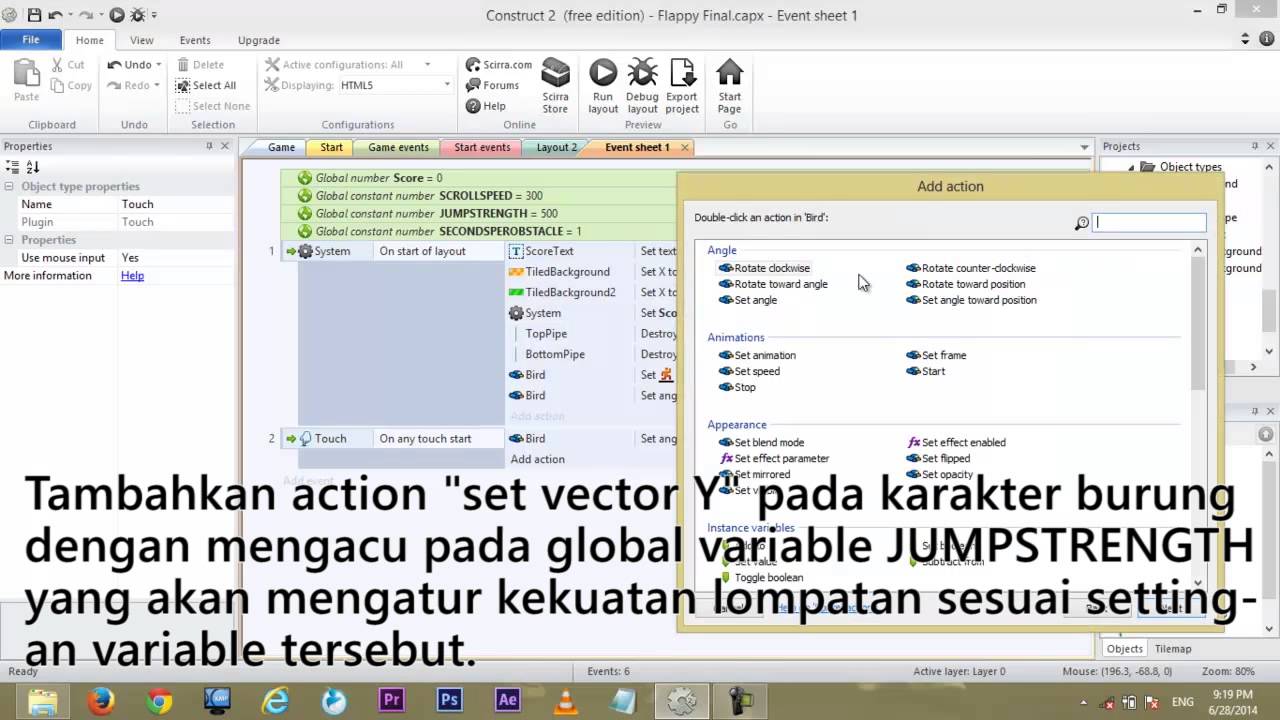 Tutorial Flappy Bird - Construct 2 - YouTube