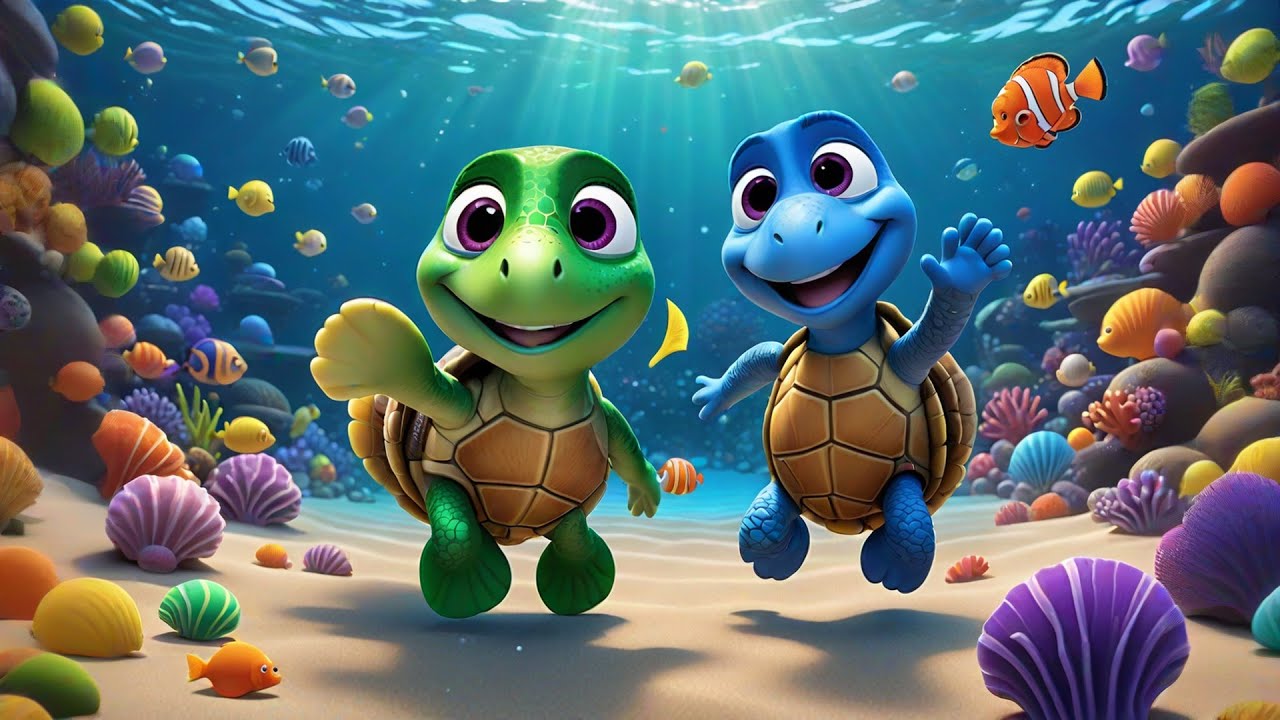 Two Little Turtles Sing the Vowels | Vowel Song for Kids | Learn A E I ...