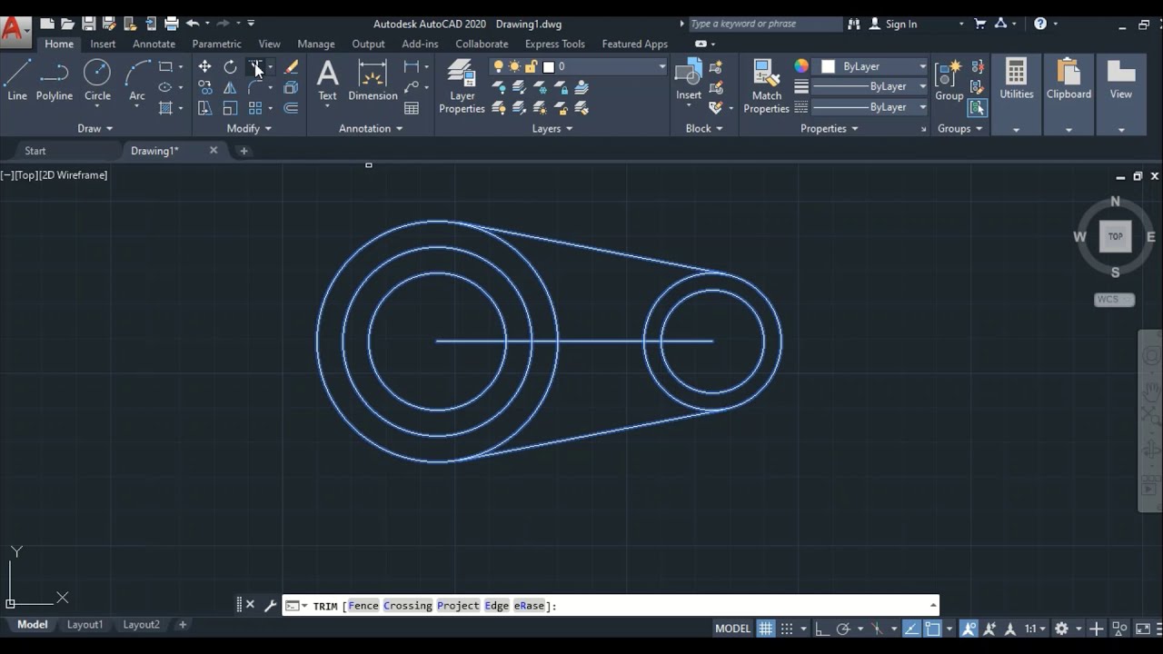 Linea tangente. auto cad - YouTube