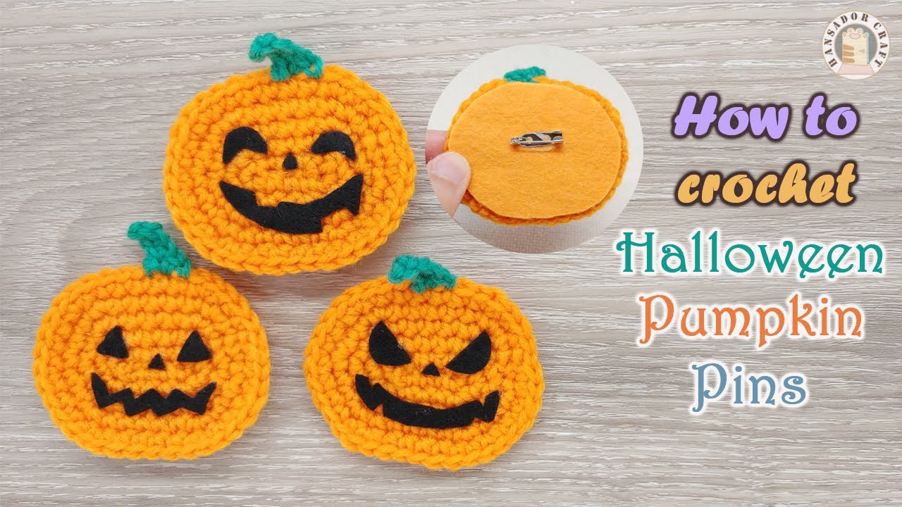Crochet #050 Amigurumi Halloween Pumpkin Pins | How to crochet pumpkin ...