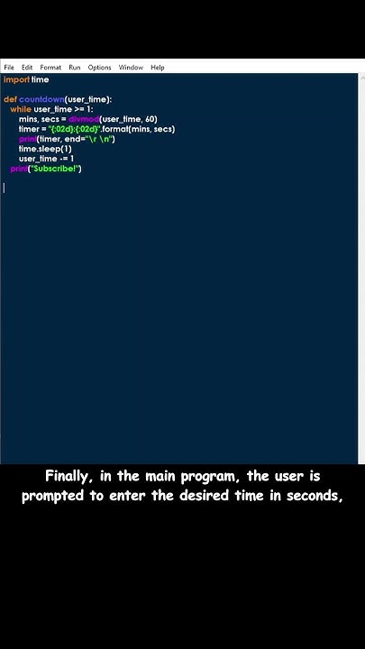 How To Make A Countdown Timer With Python Python Programming Tutorial Youtube
