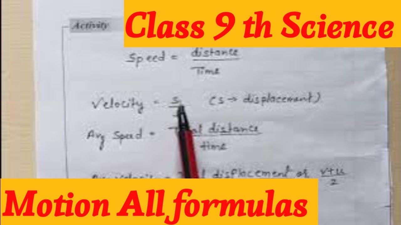 Motion All formulas class 9 th Science Chapter 7 Motion - YouTube