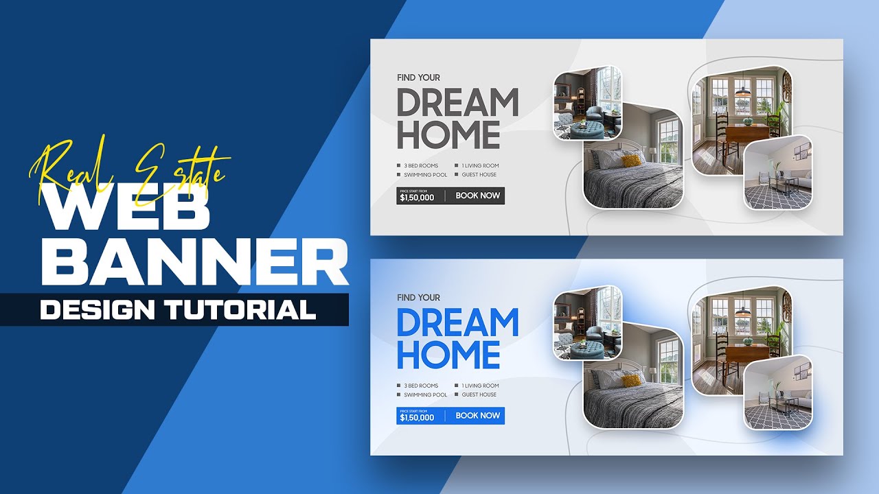 Website Banner Design - Adobe Photoshop Tutorial - YouTube